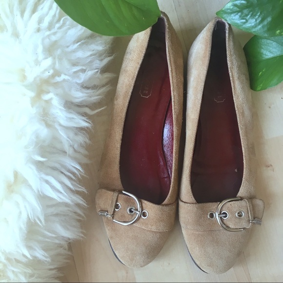 Coach | Shoes | Coach Buckle Suede Ballet Flats Breanna Beige 85 | Poshmark